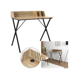 THE HOME DECO FACTORY Schreibtisch "Klaus" in Hellbraun/ Schwarz - (B)90 x (H)84,5 x (T)50 cm - 59% | Tische