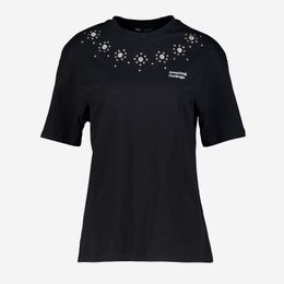 Zara Schwarzes T-Shirt mit Strasssteinen