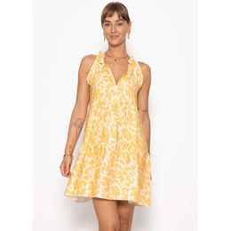SASSYCLASSY Kurzes Sommerkleid mit Blumenprint in Gelb | Gr.: M