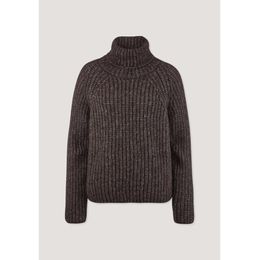 hessnatur Strick Rollkragenpullover in schwarzbeere | Gr.: S