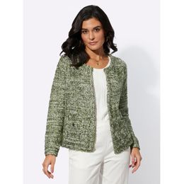 CR&Eacute;ATION L creation L Strickjacke in ecru-khaki-gemustert | Gr.: 40