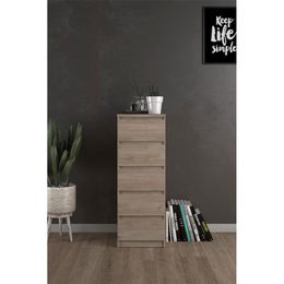 Inosign Highboard »Naia, Hochkommode, 5 Schubladen, Aufbewahrung, grifflose Front« Modern, skandinavisches Design, Schmal, in mehrere Farben...