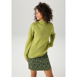 Aniston Casual Damen Aniston CASUAL Strickpullover im trendigen Rauten-Muster - NEUE KOLLEKTION gr&uuml;n 36