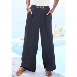 Vivance Palazzohose mit Zierkette, Bundfaltenhosen, Schlupfhose, feminin-chic navy 36 - N-Gr N-Gr 36 Mit goldenem Kettendetail am Bund