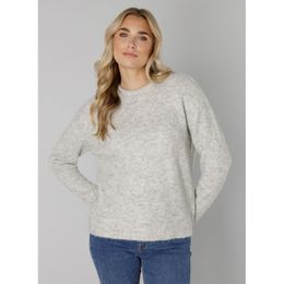 Base Level Damen Strickpullover &raquo;Yana&laquo; mit Wolle grau 40