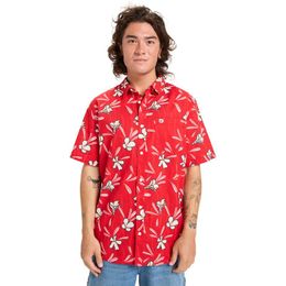 Quiksilver Kurzarmhemd »Apero Classic« Salsa Dusty Floral L - US-Größen US-Größen L Stoff: Leinwandgewebe aus Baumwolle