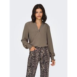 Only Blusenshirt »ONLMETTE V-NECK LS SMOCK TOP NOOS WVN« Brown Lentil XL XL Shirtbluse von Only