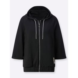 WITT Damen Shirtjacke mit Kapuze, schwarz, Gr&ouml;&szlig;e 40