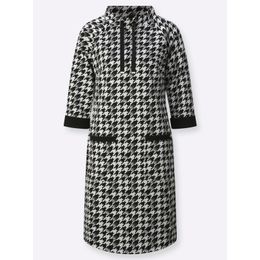 WITT Damen Jerseykleid mit Kontrast-Akzenten, ecru-schwarz-gemustert, Gr&ouml;&szlig;e 40