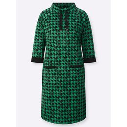 WITT Damen Jerseykleid mit Kontrast-Akzenten, grasgr&uuml;n-schwarz-gemustert, Gr&ouml;&szlig;e 38