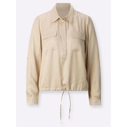 WITT Damen Langarm-Bluse in Viskose-Satin-Qualit&auml;t, sand, Gr&ouml;&szlig;e 40