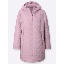WITT Damen Kapuzenjacke im Rautenmuster, mauve, Gr&ouml;&szlig;e 44