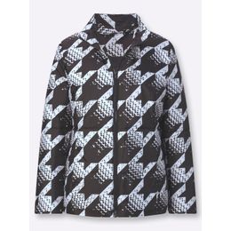 WITT Damen Steppjacke mit Hahnentritt-Muster, schwarz-ecru-bedruckt, Gr&ouml;&szlig;e 50