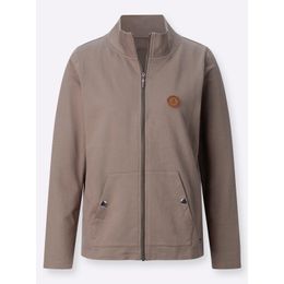 WITT Damen Shirtjacke mit K&auml;nguru-Taschen, taupe, Gr&ouml;&szlig;e 52
