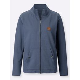 WITT Damen Shirtjacke mit K&auml;nguru-Taschen, rauchblau, Gr&ouml;&szlig;e 38