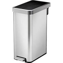 EKO Treteimer Ecofly II, Edelstahl, fingerabdruckfest, geräuschloser Deckel, B 280 x T 495 x H 650 mm, 45 Liter, silber/schwarz