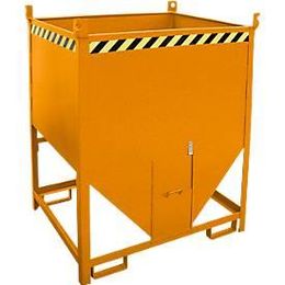 Bauer Silobehälter SGS 100, mit Schieberverschluss, L 1000 x B 1200 x H 1495 mm, 1 m³, bis 1500 kg, Stahl, Gelborange