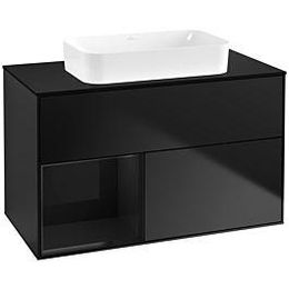 Villeroy & Boch Villeroy und Boch Finion Waschtischunterschrank F652PHPD 100x60,3x50,1cm, Regal links Glossy Black Lacquer, Black matt lacquer
