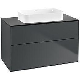 Villeroy & Boch Villeroy und Boch Finion Waschtischunterschrank F64200HG 100x60,3x50,1mm, Glass Black Matt, Midnight Blue Matt Lacquer