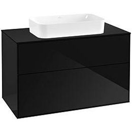Villeroy & Boch Villeroy und Boch Finion Waschtischunterschrank F64200PH 100x60,3x50,1mm, Glass Black Matt, Glossy Black Lacquer