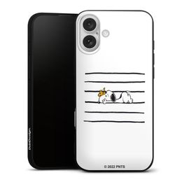 DeinDesign iPhone 16 Plus Handy Premium Silikon H&uuml;lle Handyh&uuml;lle schwarz Case Snoopy Dog Peanuts Silikon Premium Case