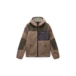 Napapijri Fleecejacke 'Yupik' Herren Gr&ouml;&szlig;e XL braun / khaki / schwarz