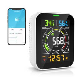 Brandson Raumluft-Qualit&auml;tssensor CO2-Messger&auml;t, Luftqualit&auml;tspr&uuml;fer WLAN, App, Kohlenstoffdioxid Sensor, Raumluft L&uuml;ftungsempfehlung, Temperatur/Luftfeuchtigkeit, Weckfunktion