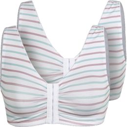 w&auml;schepur w&auml;schepur Damen Bustier, wei&szlig;-mauve-mint-gestreift, Gr&ouml;&szlig;e 52/54