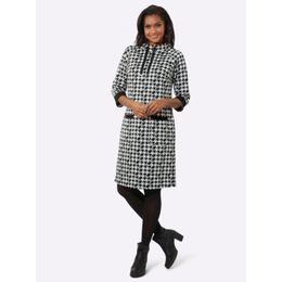 WITT Damen Jerseykleid mit Kontrast-Akzenten, ecru-schwarz-gemustert, Gr&ouml;&szlig;e 42