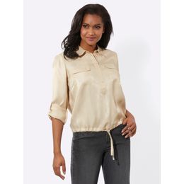 WITT Damen Langarm-Bluse in Viskose-Satin-Qualit&auml;t, sand, Gr&ouml;&szlig;e 52