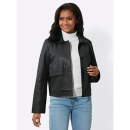 WITT Damen Lederimitatjacke in kurzer, gerader Form, schwarz, Gr&ouml;&szlig;e 38