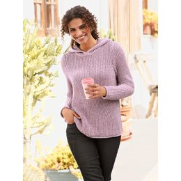 WITT Damen Kapuzenpullover in Ripp-Optik, mauve, Gr&ouml;&szlig;e 38