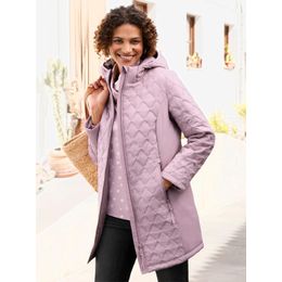 WITT Damen Kapuzenjacke im Rautenmuster, mauve, Gr&ouml;&szlig;e 52