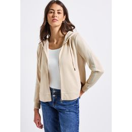 Kapuzensweatshirt Street One, Damen, Gr. 38, tusk cream, Sweatware, Obermaterial: 65% Baumwolle, 35% Polyester. Futter: 100% Baumwolle, unifarben, regular fit normal, ohne Ausschnitt, Rippbündchen, Sweatshirts, mit Gallon Streifen