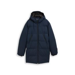 Tom Tailor Denim Herren Puffer Parka mit Kapuze, blau, Uni, Gr. M