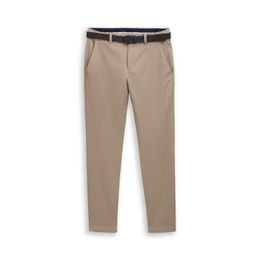 Tom Tailor Herren TTTRAVIS SLIM Chino Hose mit Gürtel, beige, Meliert, Gr. 32/36