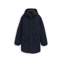 Tom Tailor Denim Herren Parka mit wasserabweisender Funktion, blau, Uni, Gr. XXL