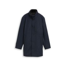 Tom Tailor Herren 2-in-1 Wollmantel mit abnehmbarer Innenjacke, blau, Meliert, Gr. XXL