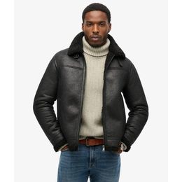 Superdry Herren Pilotenjacke aus Lammfellimitat Schwarz - Gr&ouml;&szlig;e: S 102020050092902A001