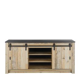 Pharao24.de Küchenschrank mit Scheunentor im Landhausstil 93 cm hoch