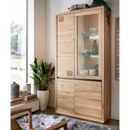 Pharao24.de XL Wohnzimmervitrine aus Wildeiche Massivholz Hirnholzeinlagen