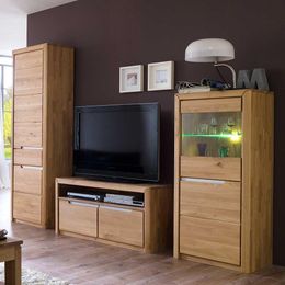 Pharao24.de TV Anbauwand aus Wildeiche Massivholz modern (dreiteilig)