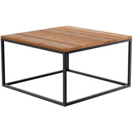 CLP Couchtisch Manteo aus Eichenholz, Sofatisch mit pulverbeschichtetem Metallgestell, Bodenschonern und modernem Design