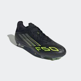 Fußballschuh adidas Performance "F50 PRO FÜR FESTE BÖDEN", Gr. 40, schwarz (core schwarz, iron metallic, lucid lemon), Synthetik, Textil, Schuhe, geeignet für Rasenplätze