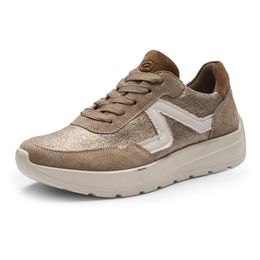 Ara Damen Sneaker "NEW YORK", Gr. 3,5beige kombiniert, Synthetik, Textil, Glitzer, Schuhe, Plateausneaker in Komfortweite H (= sehr weit)