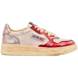 Autry Low-Top Sneaker - autry basket medalist super vintage en cuir blanc - Gr. 37 (EU) - in Rot - f&uuml;r Damen