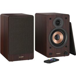 Sharp Lautsprecher "Regalboxen", braun, B:15,8cm H:24,8cm T:19cm, Lautsprecher