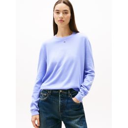 Strickpullover Tommy Jeans "TJW ESSENTIAL CREW SWEATER EXT", Damen, Gr. M (38), vintage iris, Feinstrick, Obermaterial: 100% Baumwolle, unifarben, regular fit normal, Rundhals, Rippstrickbündchen, Pullover