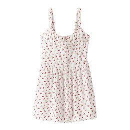 Bershka Kleid Damen Größe 42 limette / rubinrot / weiß