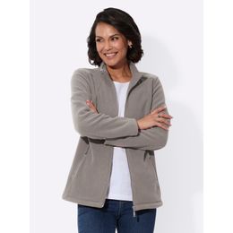 WITT Damen Fleecejacke mit Reißverschluss-Taschen, taupe, Größe 38